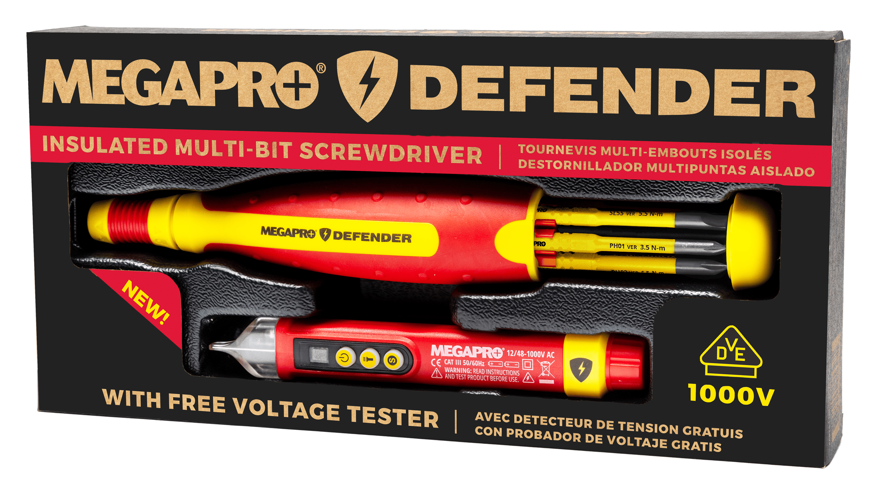 Megapro Multi-bit Insulated Screwdriver | Defender Line | Up to 1000V